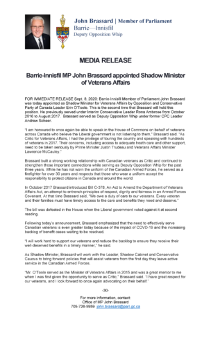 John Brassard – Member of Parliament for Barrie-Innisfil